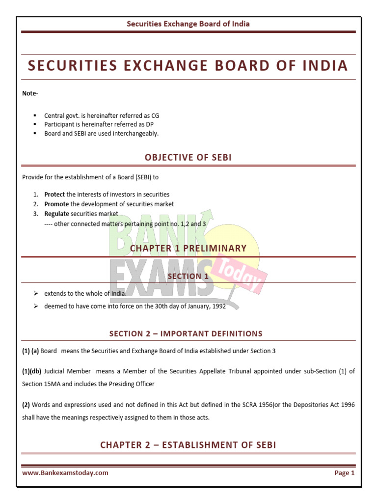 1 SEBI Notes | Download Free PDF | Securities (Finance) | Mutual Funds