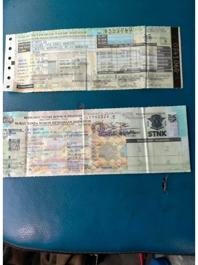 STNK KT 8073 Re 2022 | PDF