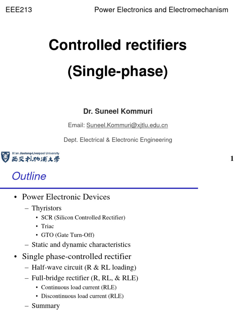 Single-Phase Controlled Rectifiers | PDF | Rectifier | Power Electronics