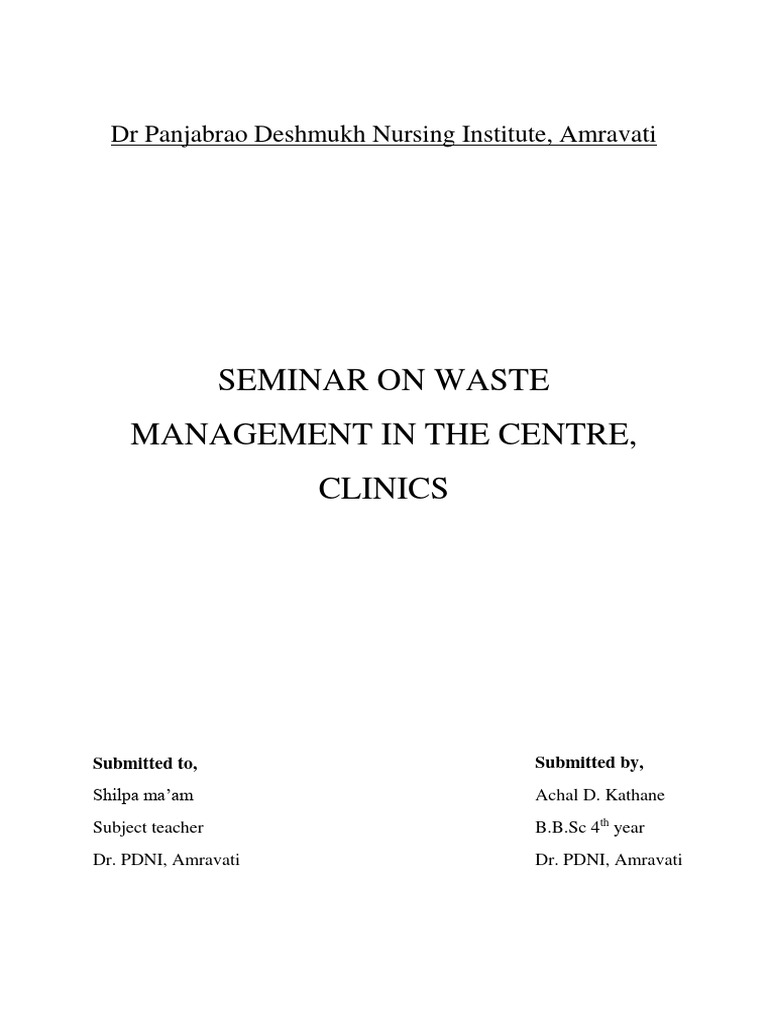 Waste Management in Clinics, Centres | PDF | Incineration | Waste