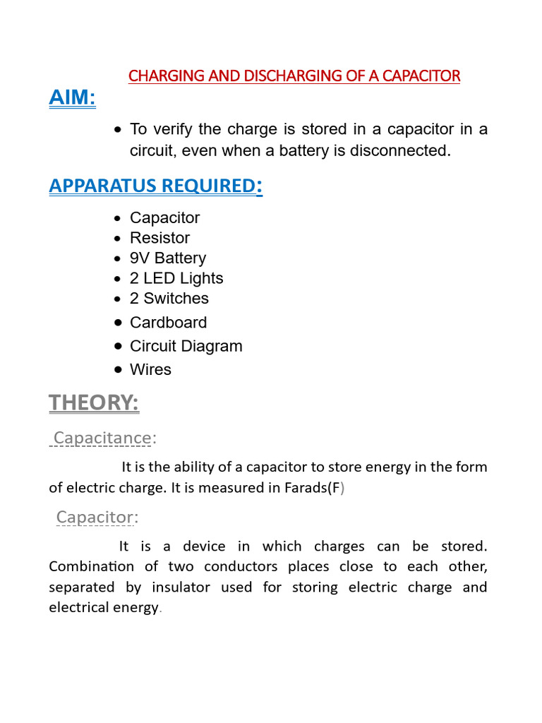 Charging and Discharging of A Capacitor 2 | Download Free PDF | Capacitor | Voltage
