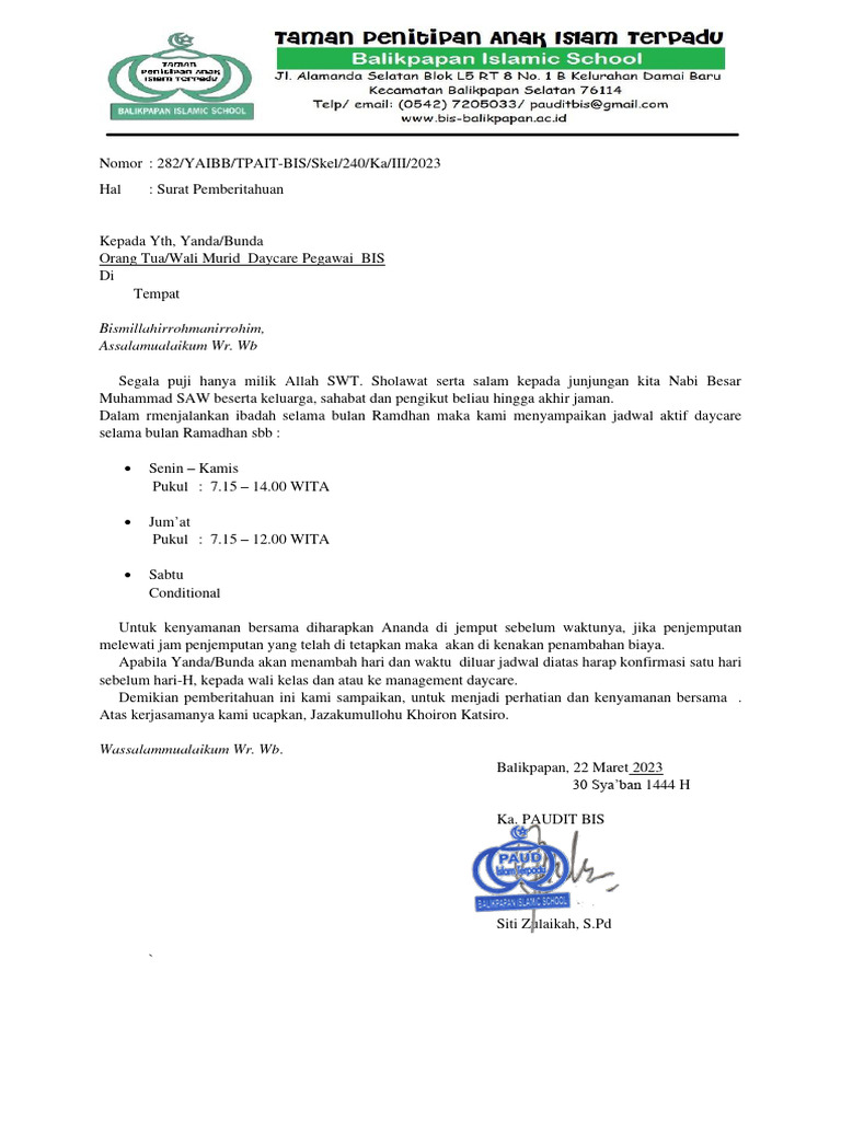 SURAT PEMBERITAHUAN DC PEGAWAI | PDF