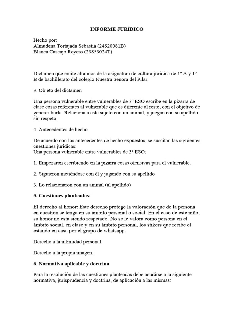 Informe Jurídico | PDF | Caso de ley | Derechos