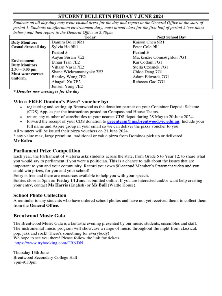 Student Bulletin June 7 2024 | PDF