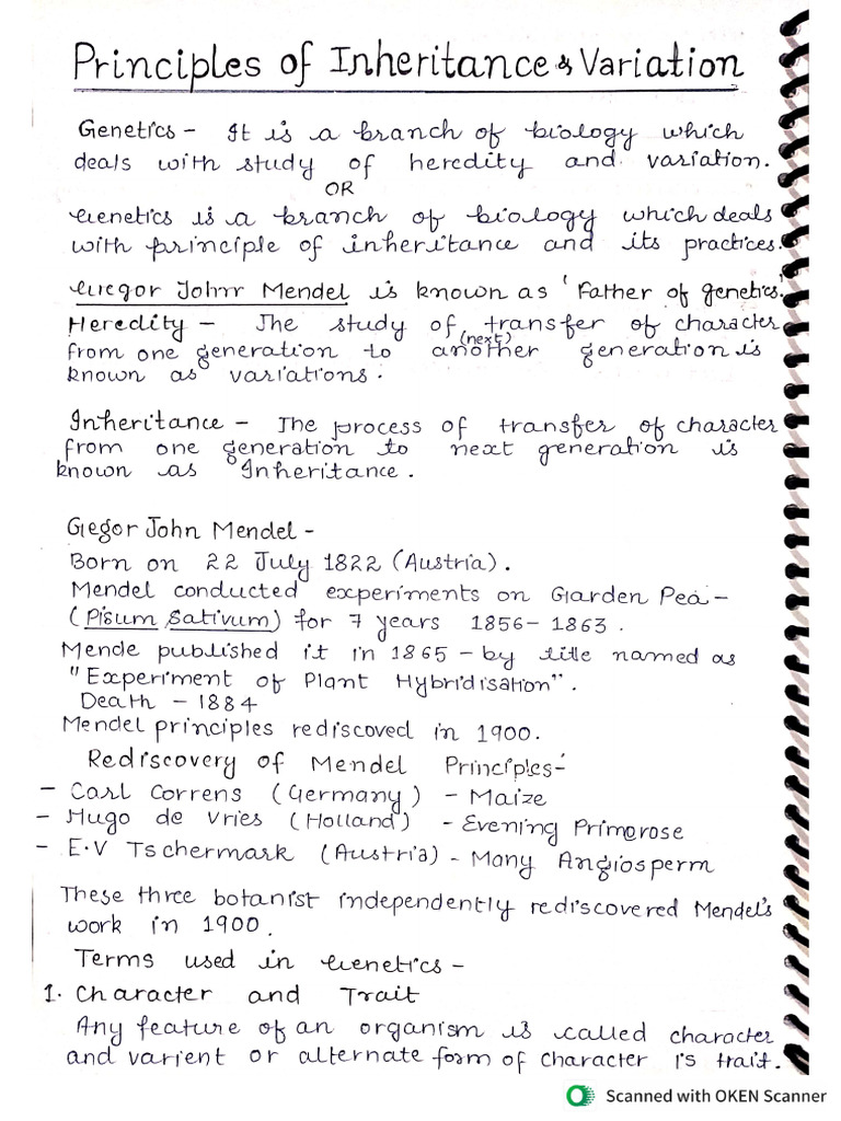 Principle of Inheritance and Variation | PDF