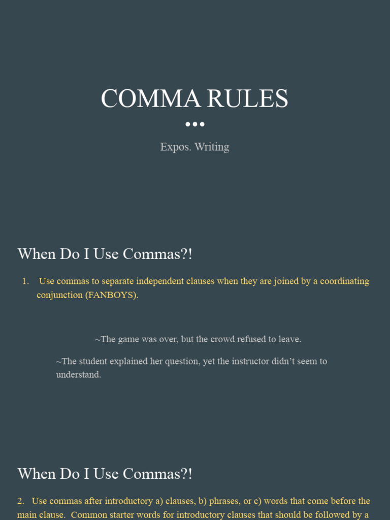 COMMA RULES | PDF | Comma | Adjective