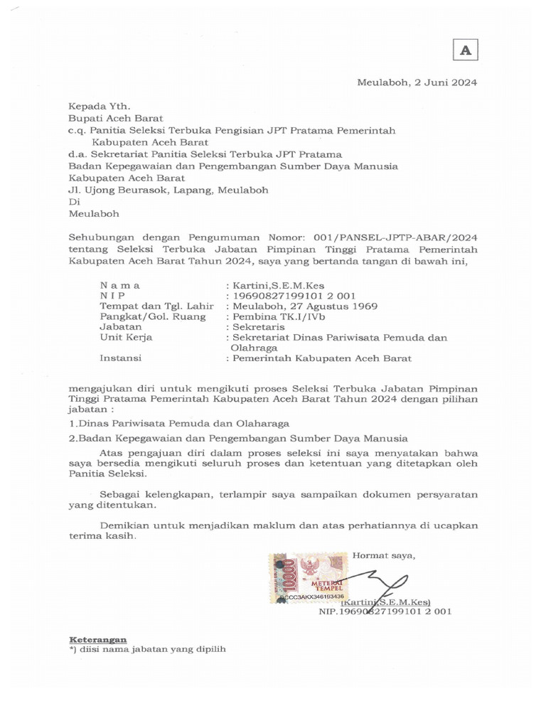 BAHAN_KARTINI - JPT 2024 edit form A | PDF