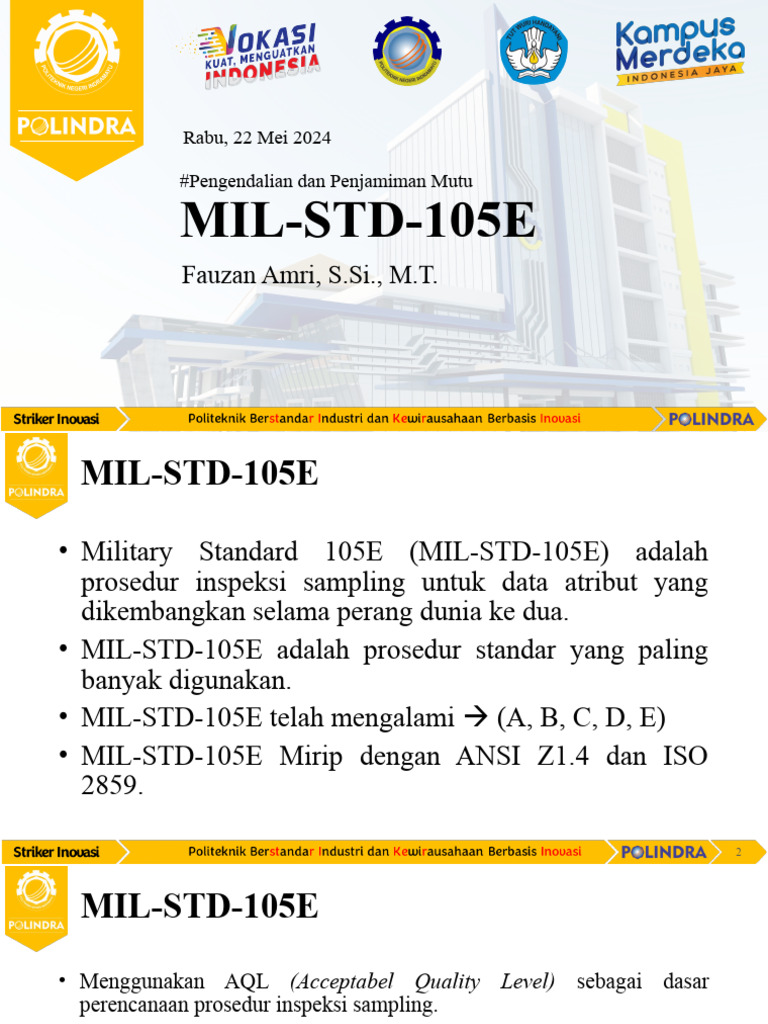 Panduan MIL-STD-105E untuk Sampling | PDF