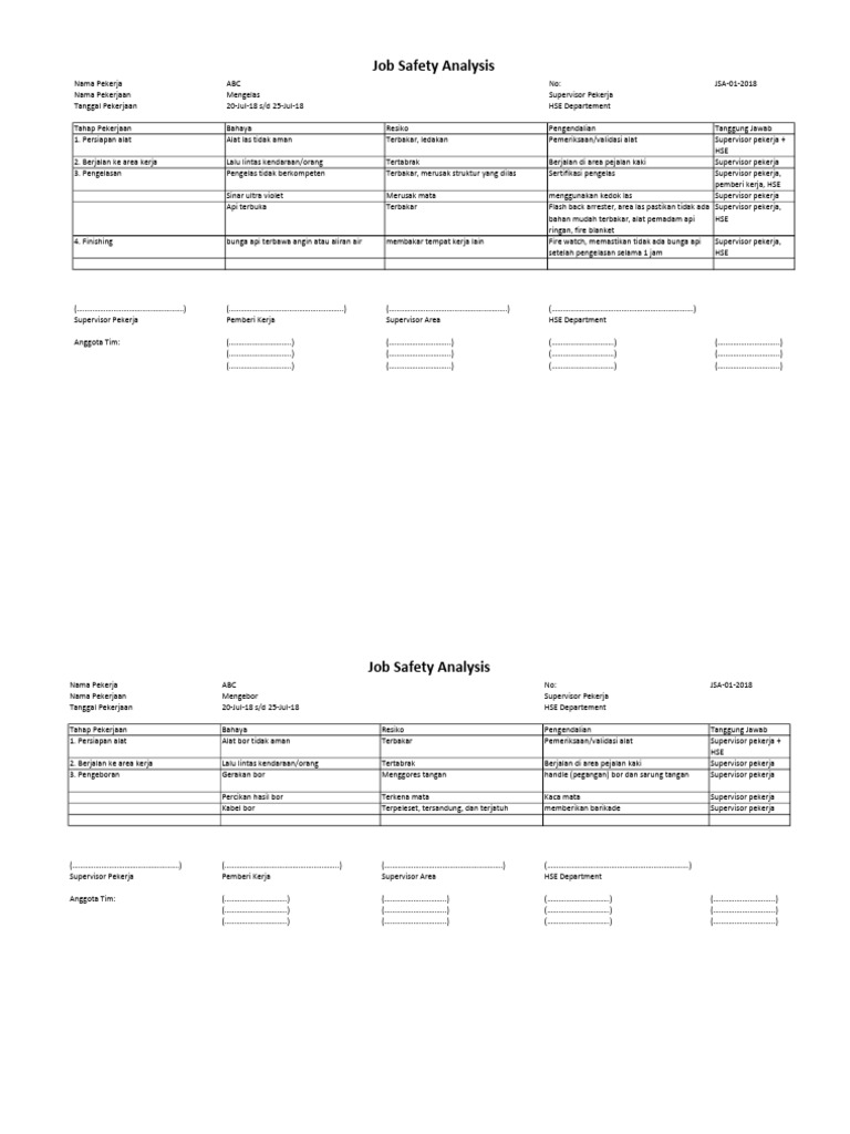 Job Safety Analysis | PDF