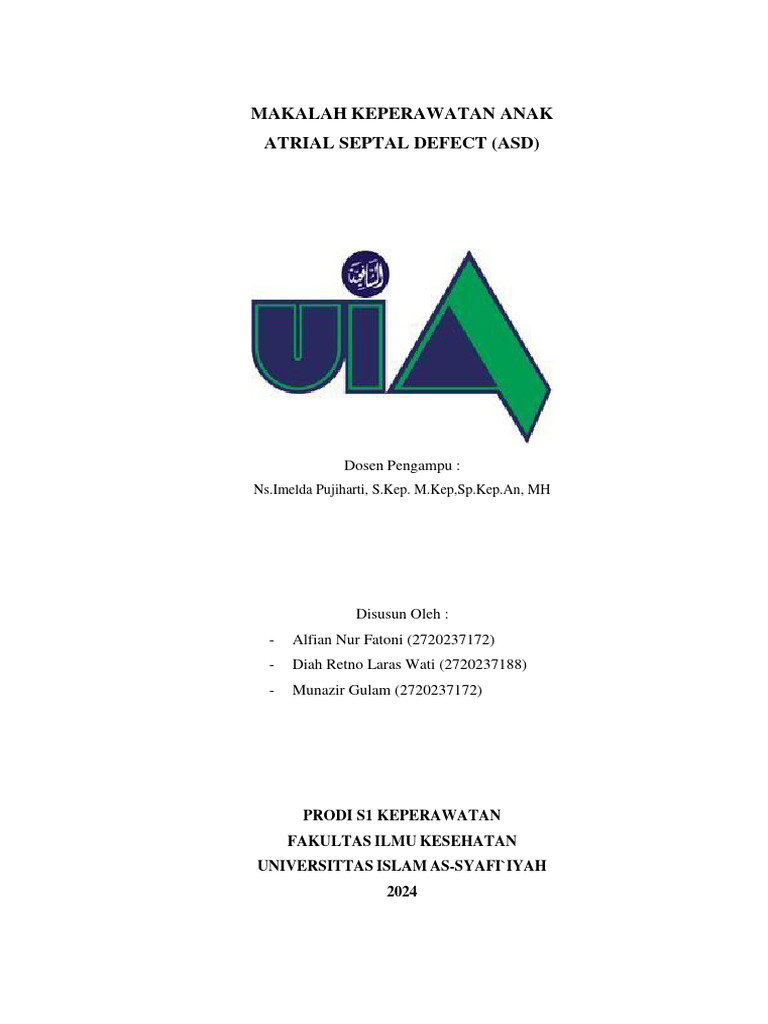 Makalah Keperawatan Anak ATRIAL SEPTAL DEFEK (ASD) | PDF | Pengembangan ...