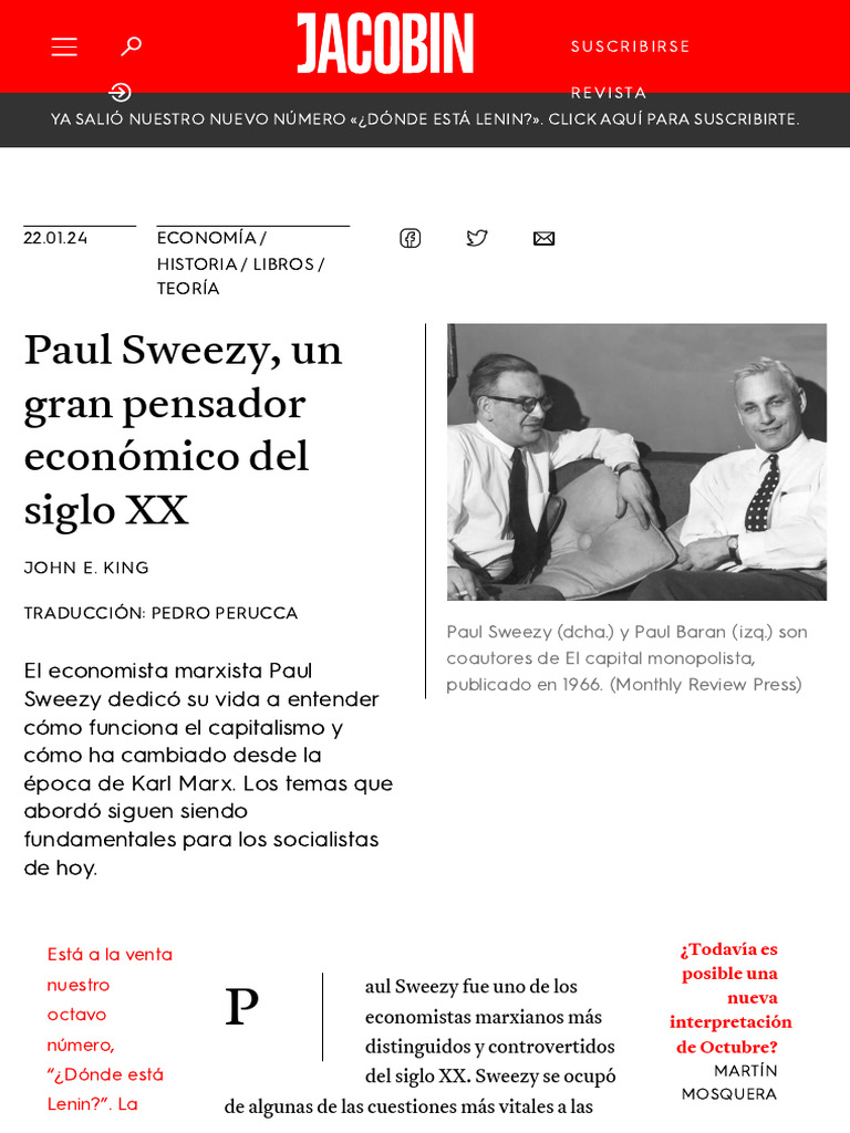 Paul Sweezy, Un Gran Pensador Económico Del Siglo XX | PDF | Karl Marx ...