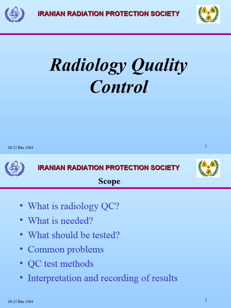 Radiology Quality Control Guidelines | PDF | Radiation Protection | X Ray