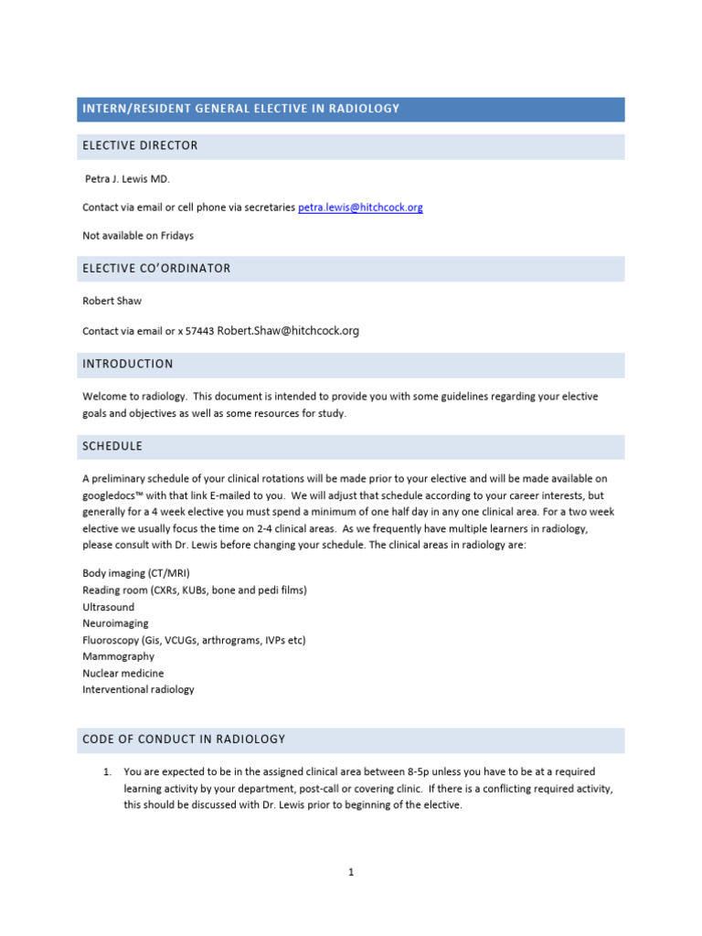 Intern and Resident Rad Electives | PDF | Mammography | Radiology