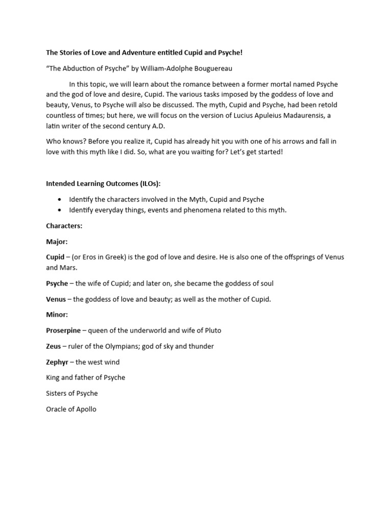 Cupid and Psyche: A Mythical Love Story | PDF | Cupid | Mythology