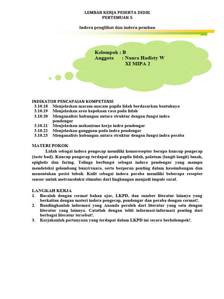 LKPD Pertemuan 5 Naura Hadisty Winoto | PDF | Seni & Disiplin Bahasa ...