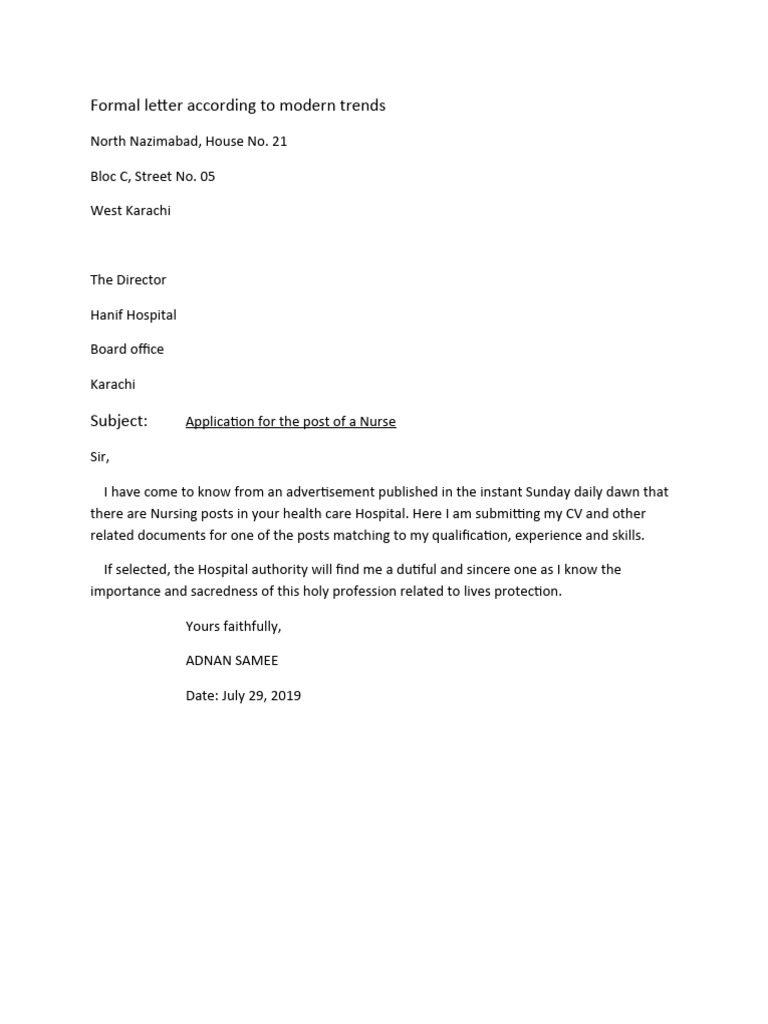 Formal Letter According To Modern Trends | PDF