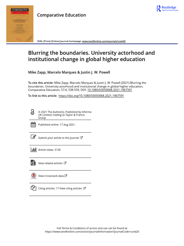 University Actorhood in Global Education | PDF | University | Corporate ...