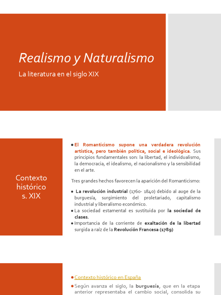 Realismo y naturalismo 1º bachi.pptx (1) | PDF | Realismo literario ...