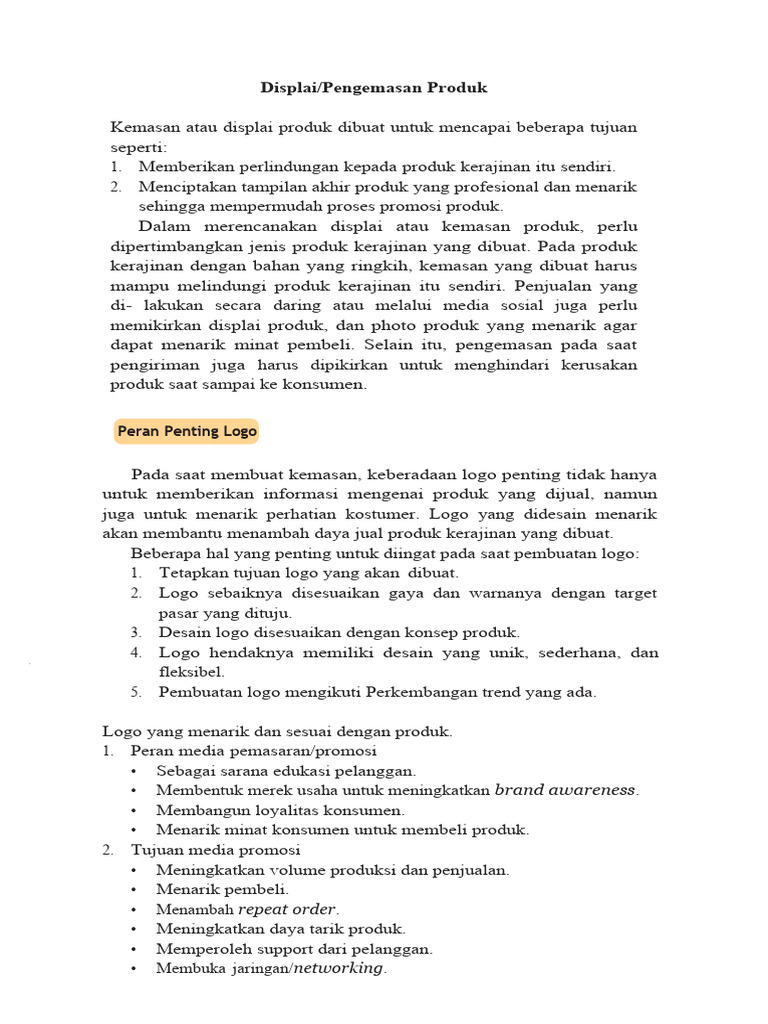 Displai Pengemasan Produk | PDF