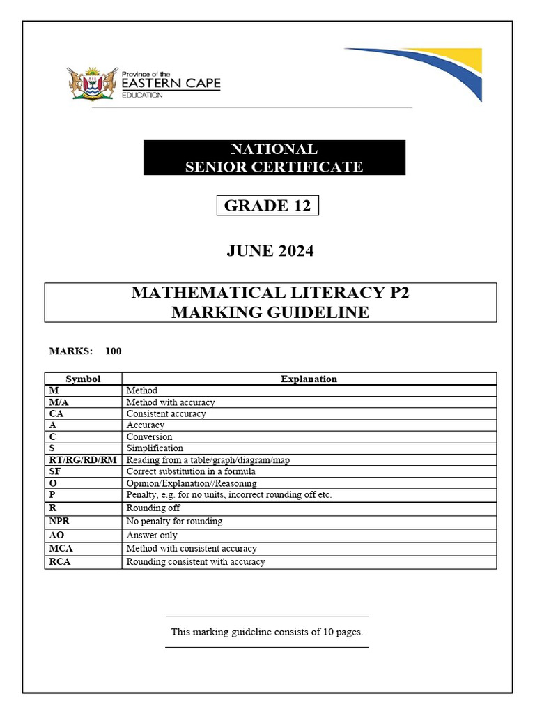 Maths Lit p2 Gr12 Memo June 2024 English | PDF | Area | Accuracy And Precision