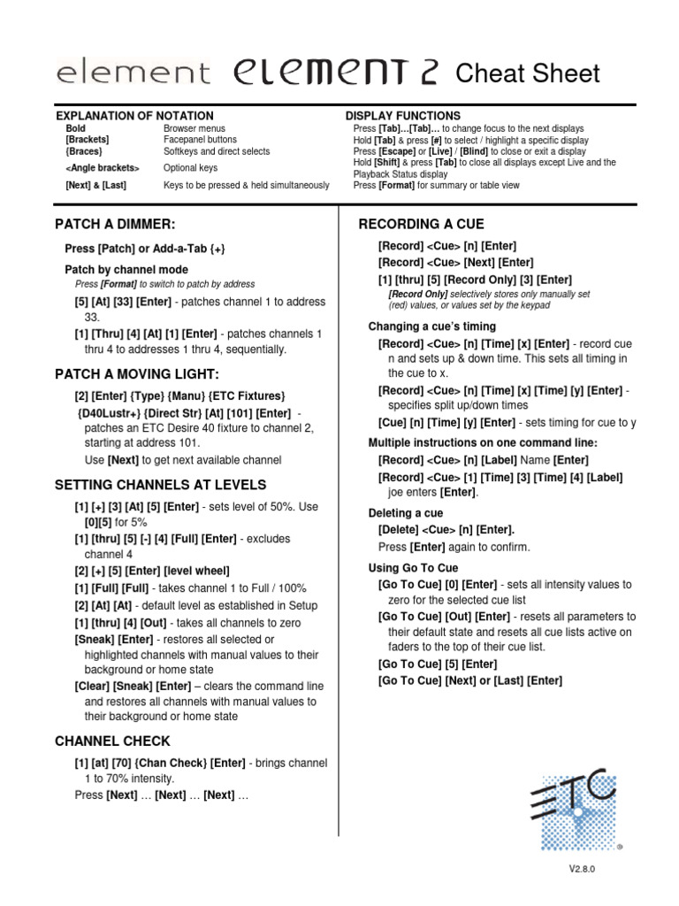 Lighting Control Cheat Sheet V2.8.0 | PDF | Computer Science | Software ...