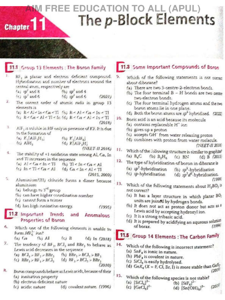 p Block Elements | PDF