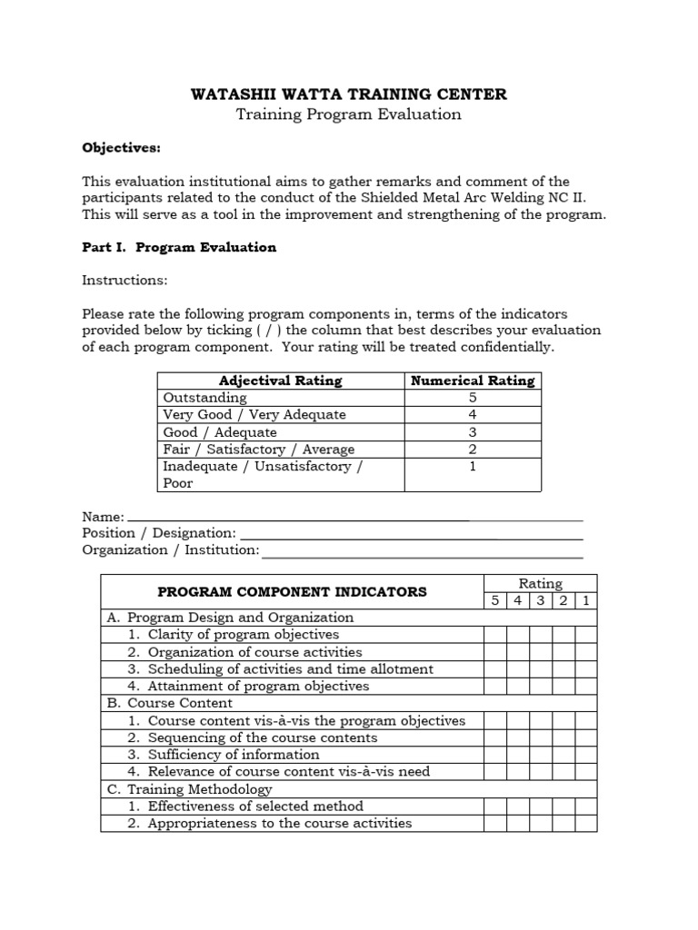 WATA Training-Program-Evaluation | PDF | Massage
