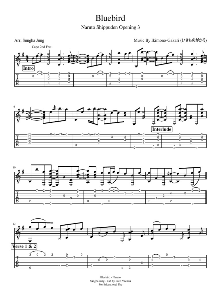 Bluebird-Naruto-arr_Sungha-Jung | PDF