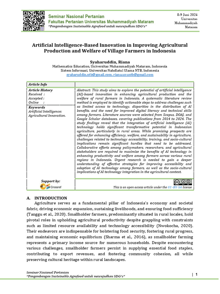 AI Innovations in Indonesian Agriculture | PDF | Agriculture ...