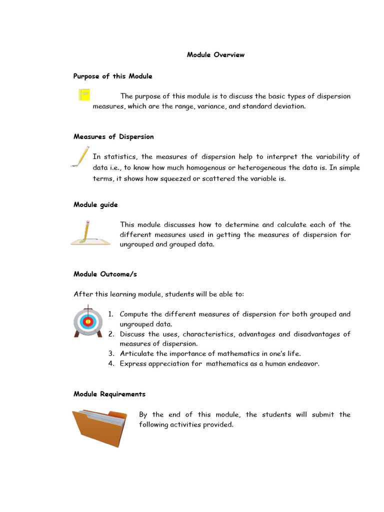 Mmw Module 7 Measures Of Dispersion Pdf Standard Deviation