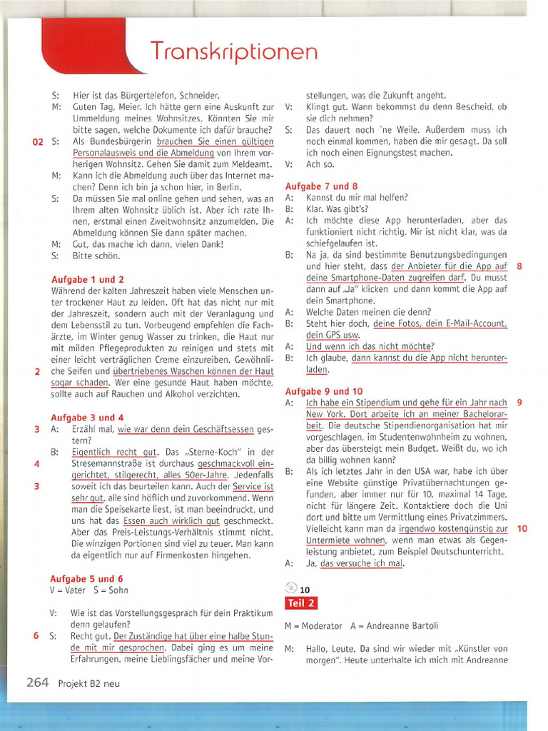 Projekt B2 Neu Transkriptionen 7 | PDF
