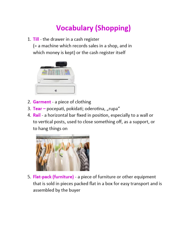 Vocabulary (Shopping) | Download Free PDF | Clothing | Business Process