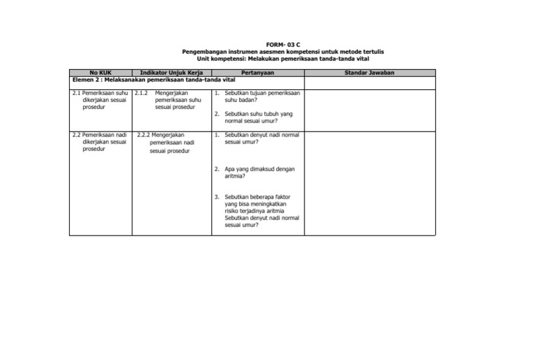 FORM-03 C (Pengembangann Penilaian Tulis) TTV | PDF