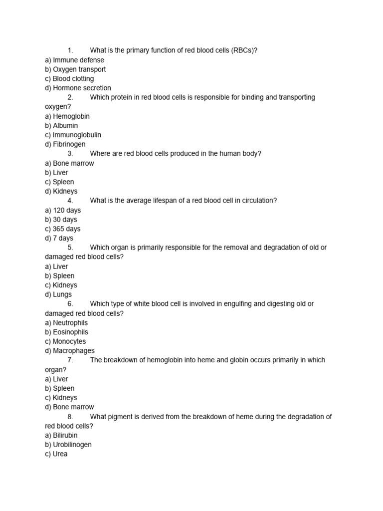 RBC and Degradation of RBC | PDF | Red Blood Cell | Blood