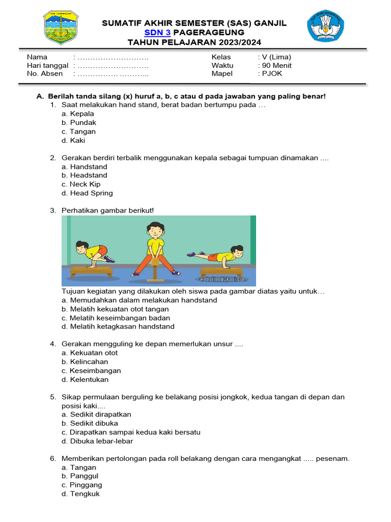 Soal SAS PJOK Kelas 5 | PDF | Olahraga & Rekreasi