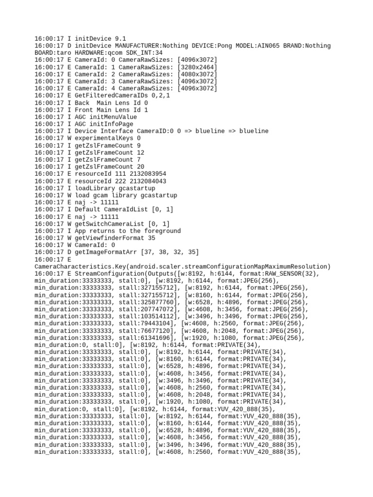 Camera Initialization Log Details | PDF | Computing | Software