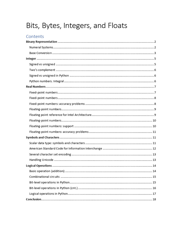 Bits, Bytes, Integers, and Floats Notes | PDF | Integer (Computer ...