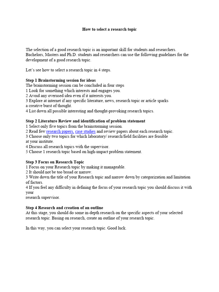 How To Select A Research Topic | PDF | Knowledge | Theory