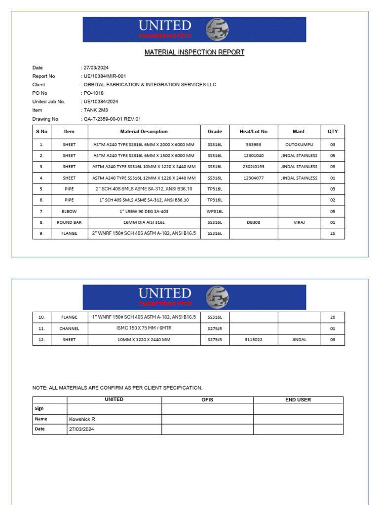 MIR - Tank | PDF | Stainless Steel | Metals