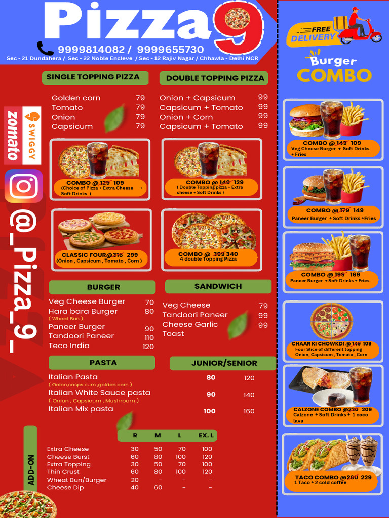 Pizza 9 menu (14) | Download Free PDF | Hamburgers | Capsicum