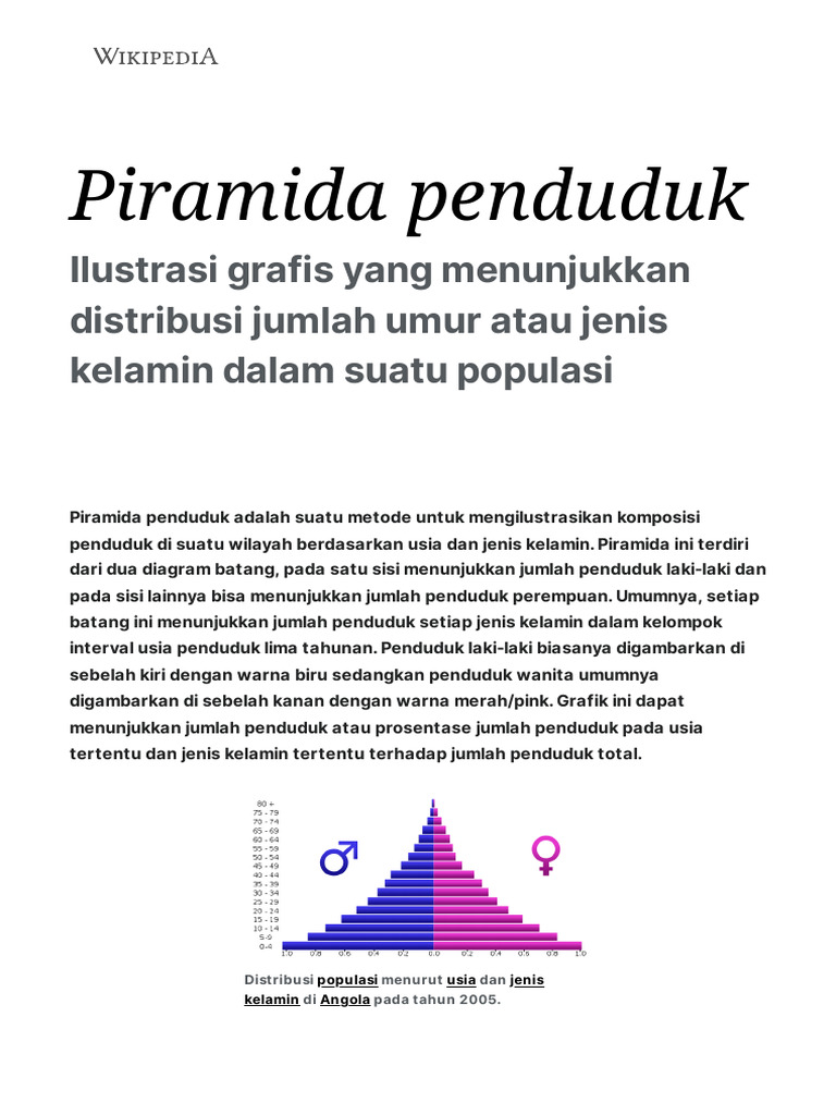 Piramida Penduduk - Wikipedia Bahasa Indonesia, Ensiklopedia Bebas | PDF