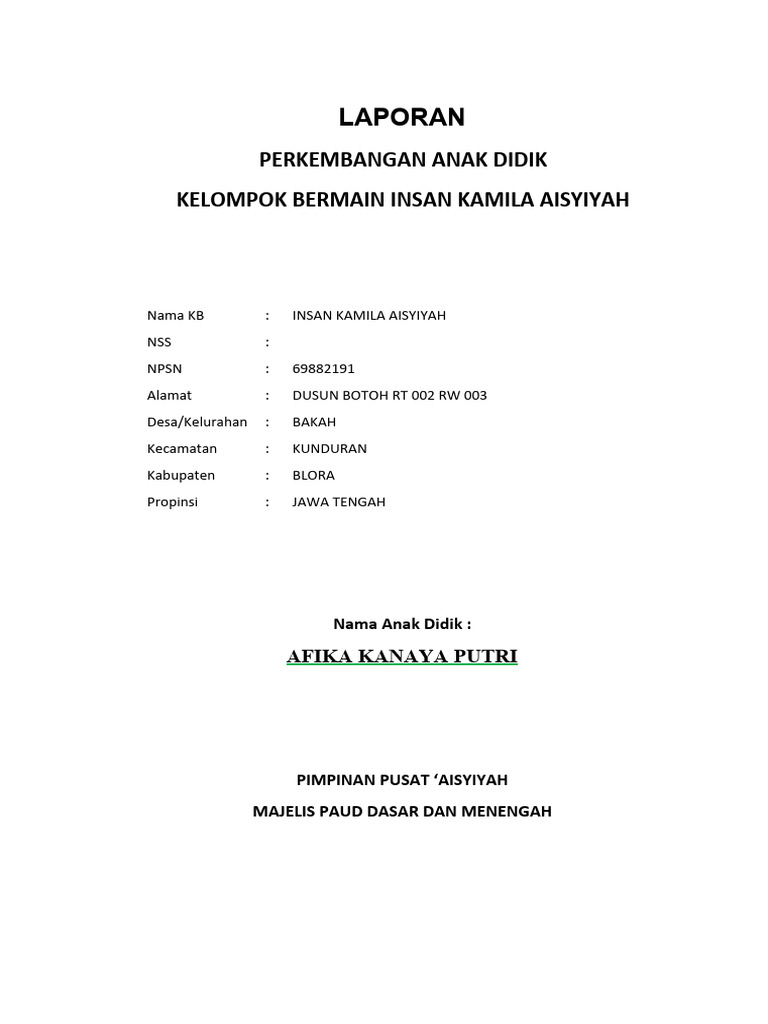 Laporan Rapot Ika 2023-2024 Afika SMT 2 | PDF