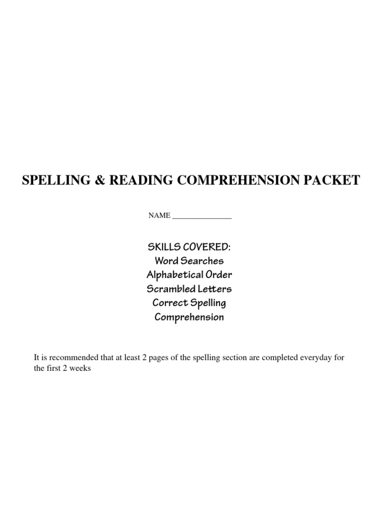 G6 Reading Comprehension N Spelling Packet | PDF | Elephant | Linguistics