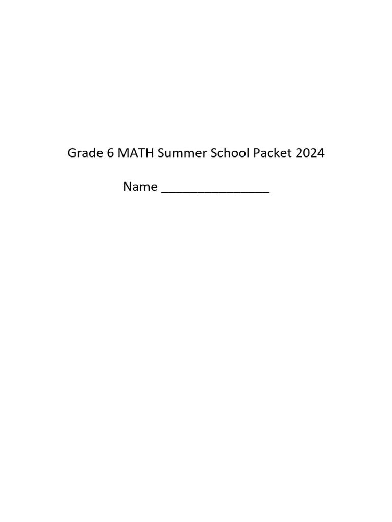 Grade 6 MATH Summer School Packet 2024-merged | PDF | Area | Gallon