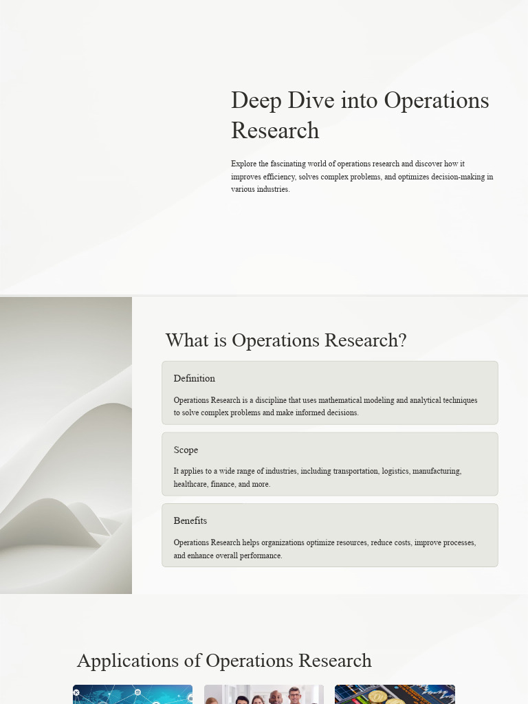 Deep Dive Into Operations Research | PDF | Mathematical Optimization | Operations Research