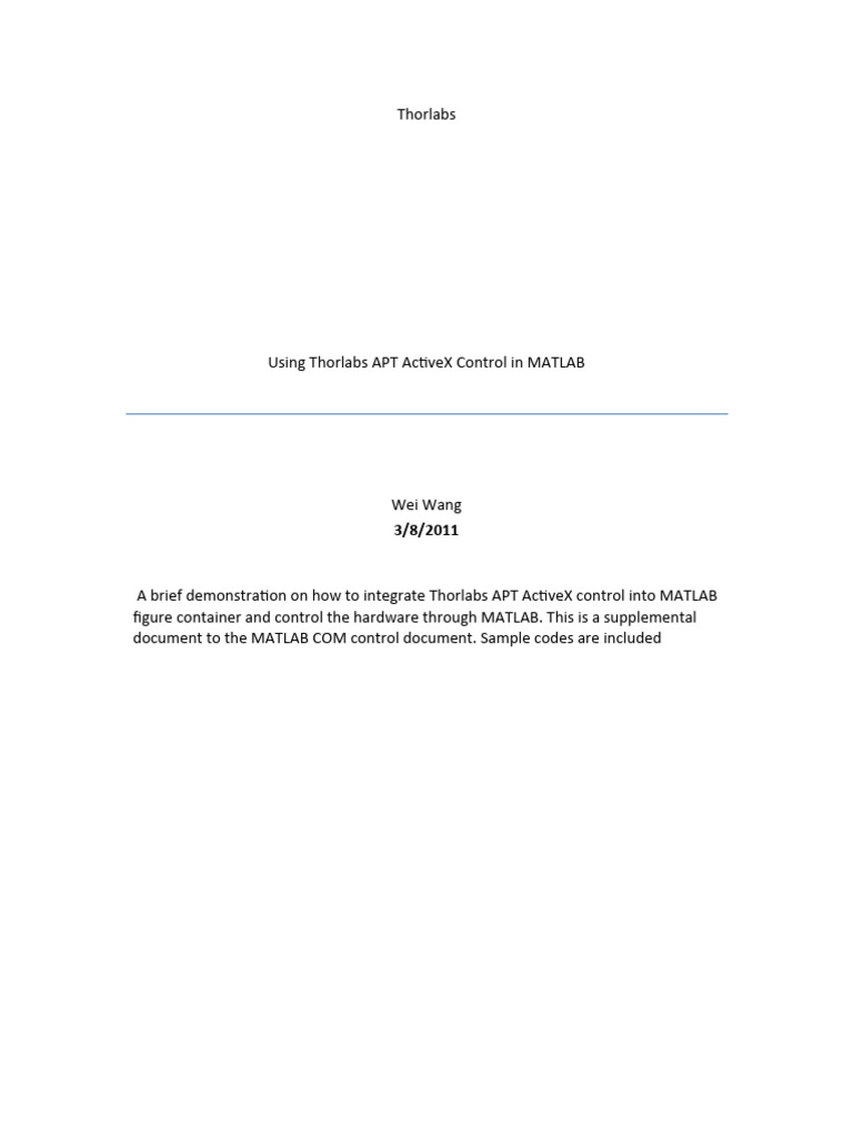 Thorlabs Apt Matlab | PDF | Component Object Model | Matlab