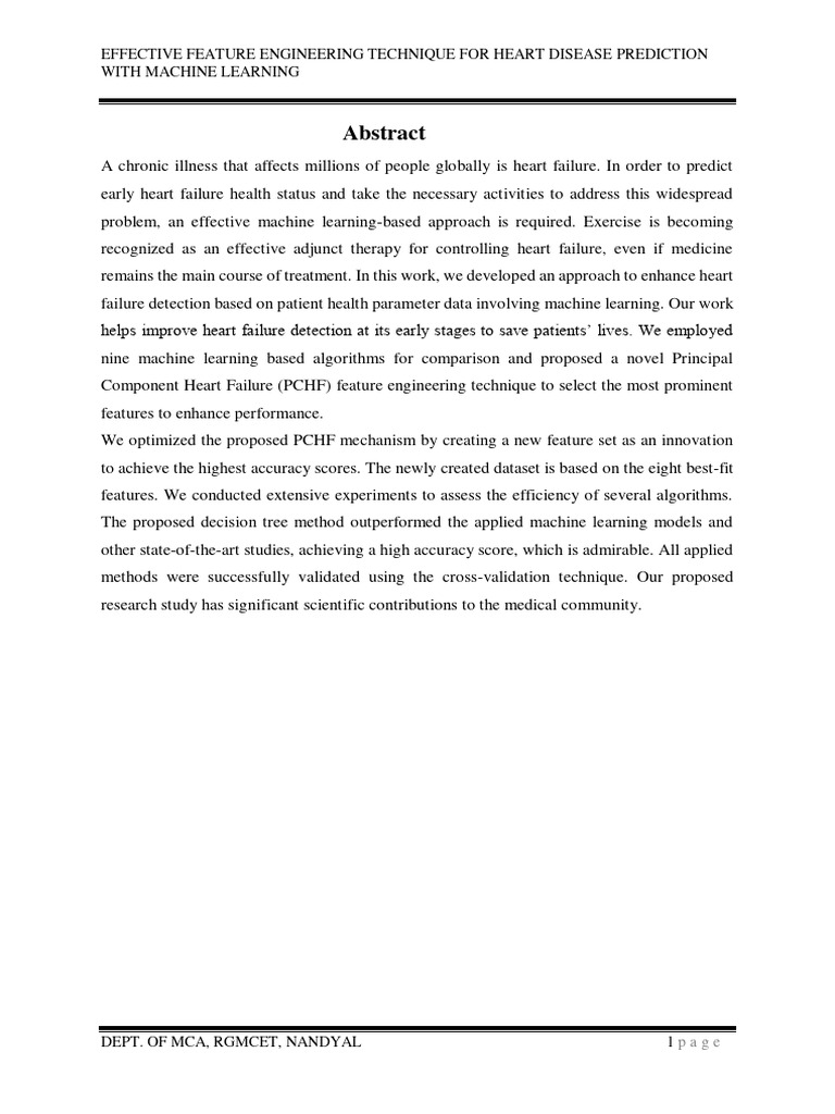 effective feature enginerring technique for heart disease prediction with machine learning | PDF ...