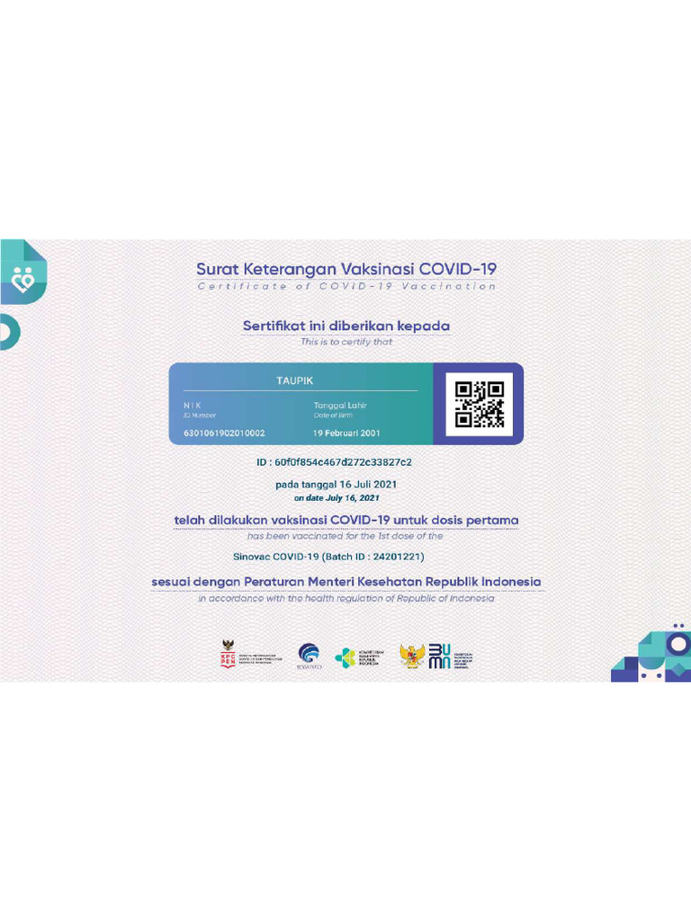 Sertifikat Vaksin 1&2 | PDF