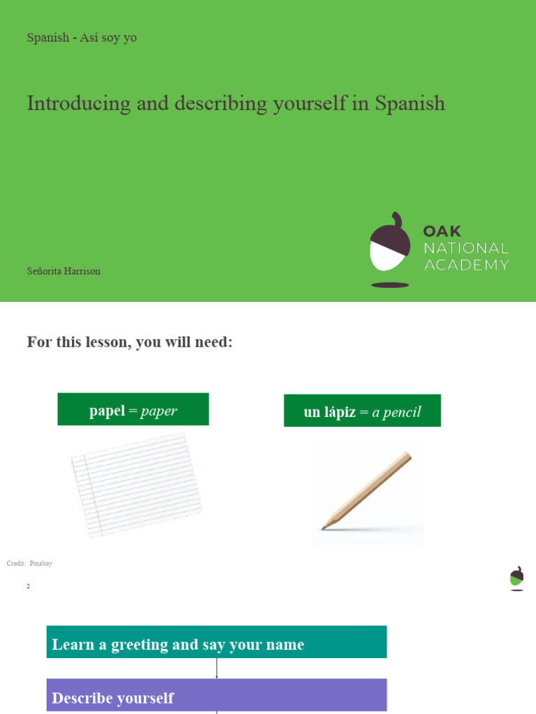 Introducing and Describing Yourself in Spanish 70tkgc Presentation ...