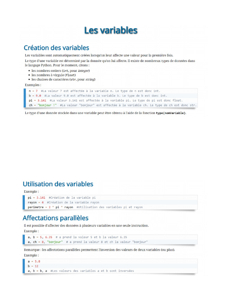 Les Variables | PDF